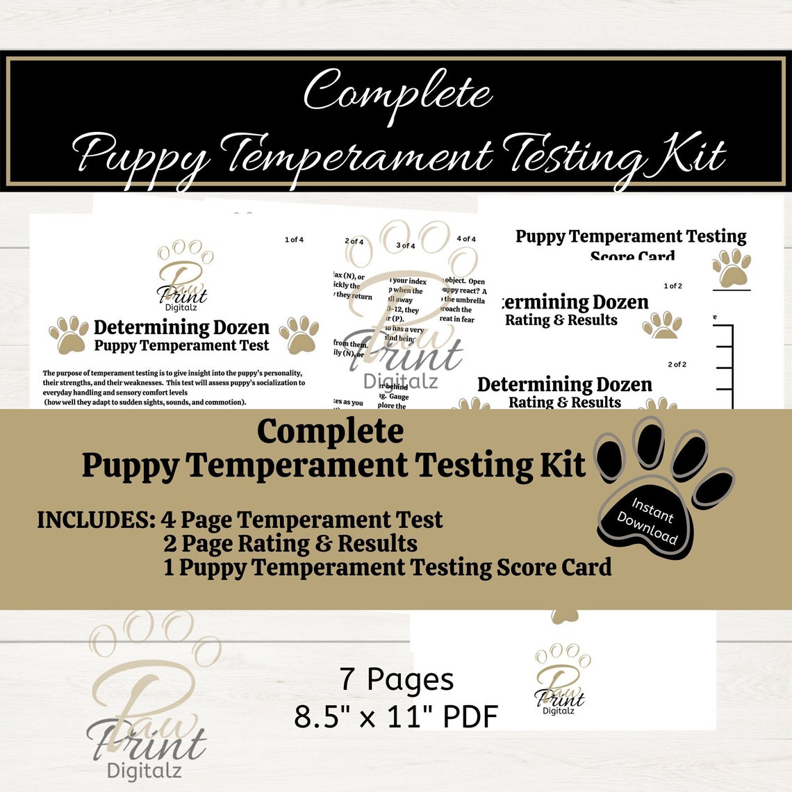 Puppy Temperament Testing Kit, Complete Temperament Test Bundle for ...