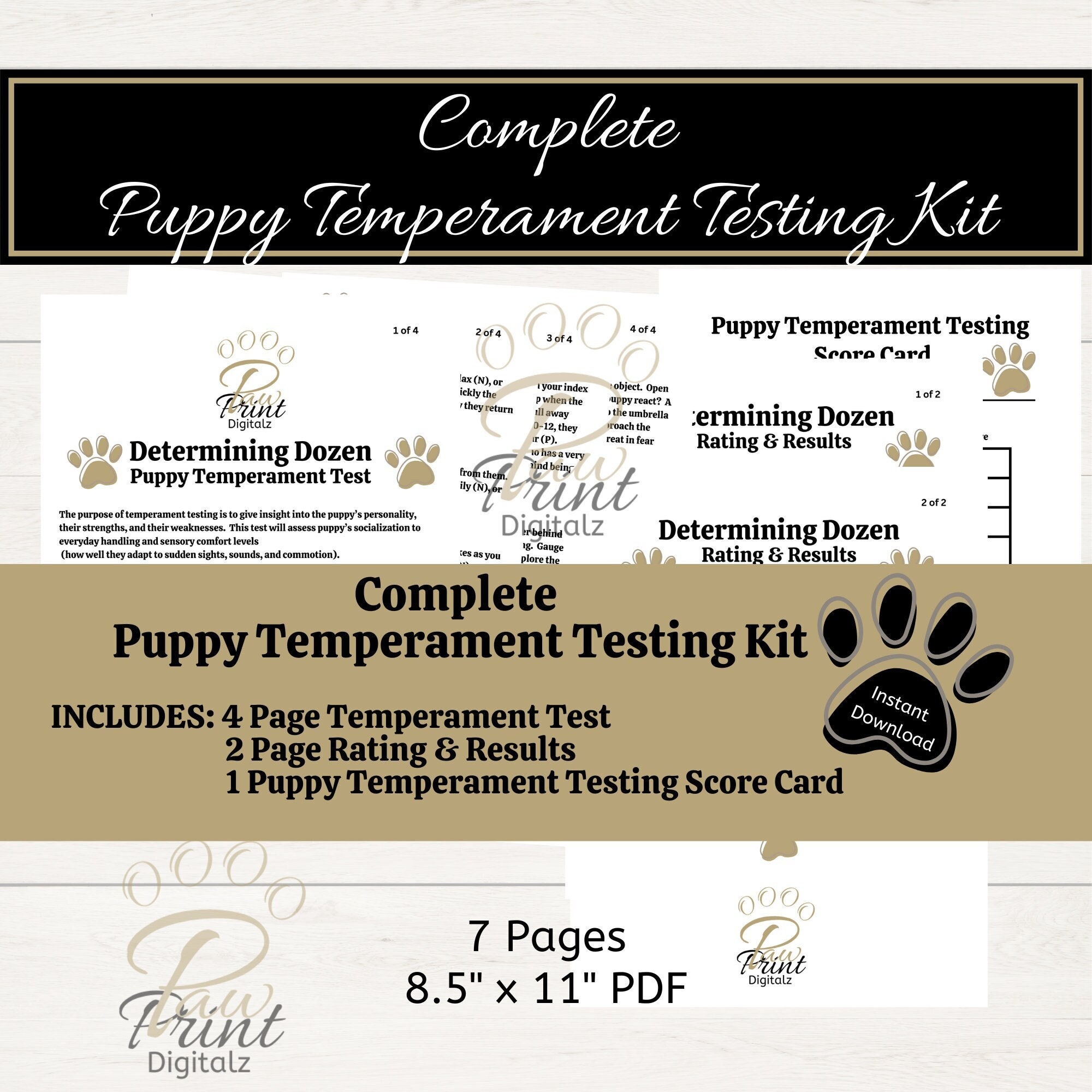 Puppy Temperament Testing Kit, Complete Temperament Test Bundle for ...