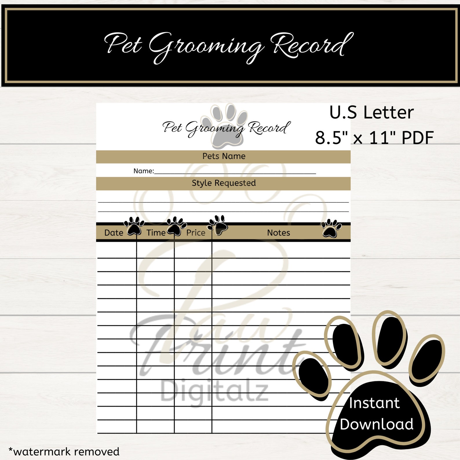 Groomer Forms Client Intake Form Pet Grooming Record Grooming Business ...