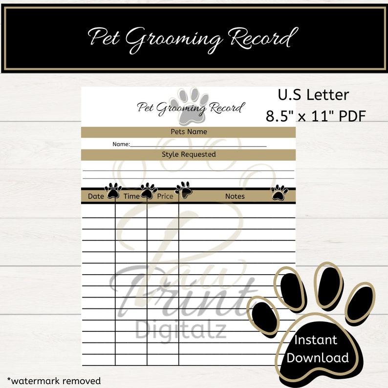 Groomer Forms Client Intake Form Pet Grooming Record Grooming Business ...