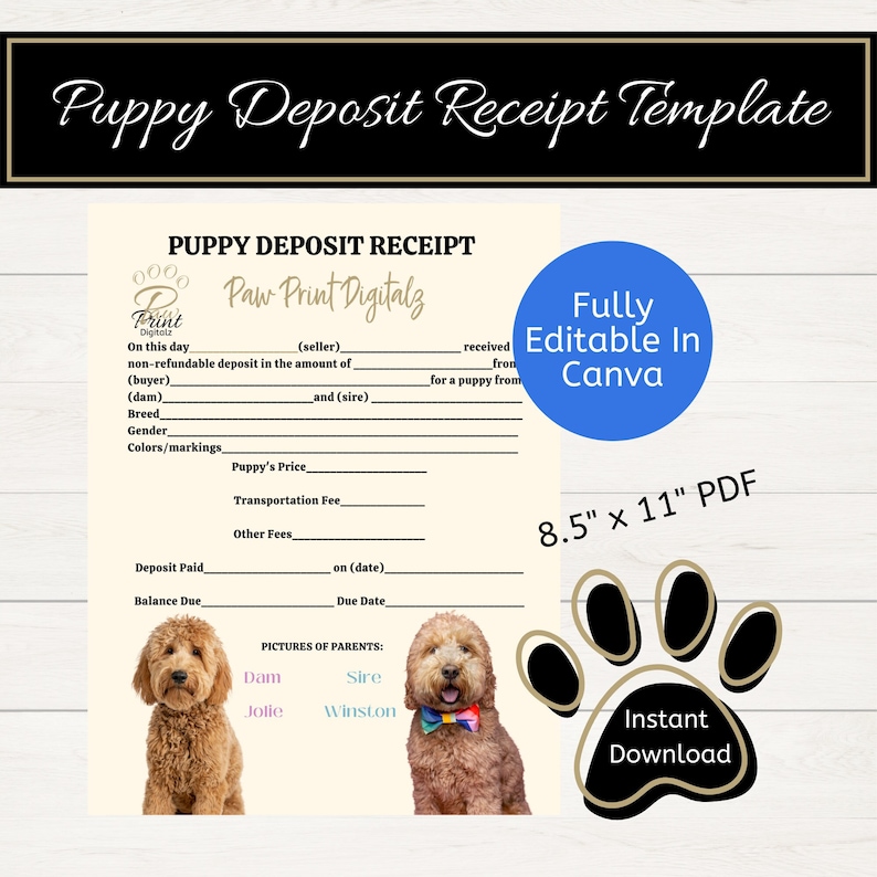 Puppy Purchase Receipt Template Receipt Template for Breeders Starter ...