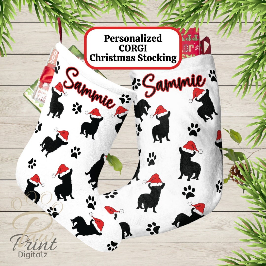 Personalized Corgi Stocking Christmas, Custom Name Pembroke Welsh Corgi ...