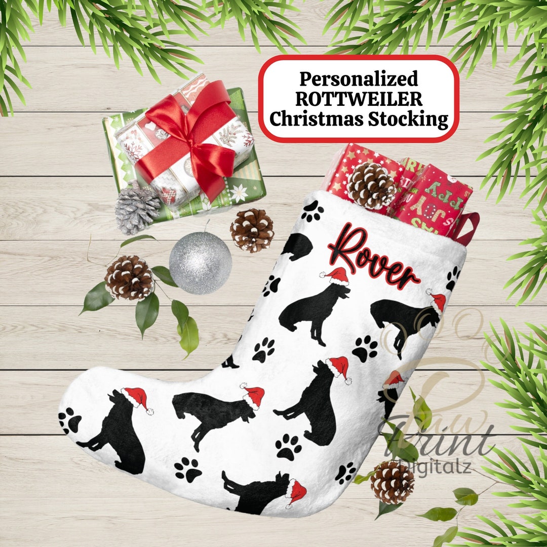 Personalized Rottweiler Christmas Stocking, Custom Pet Name Rottie ...