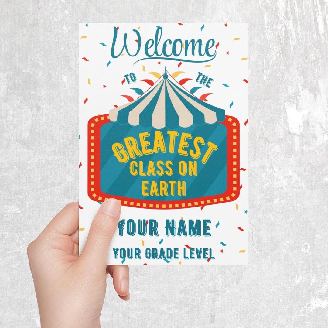 Personalized Carnival Theme Teacher Postcards: Back to School Notecards ...