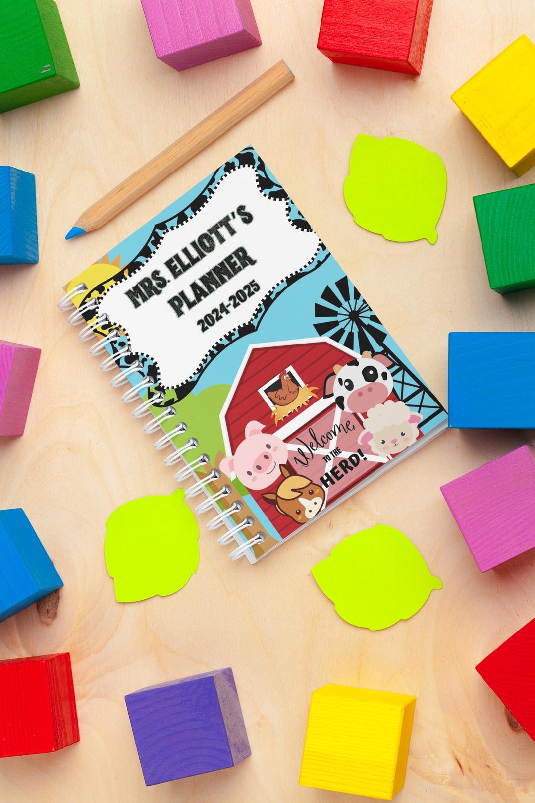 Farm Animals Teacher Planner: Personalized Laminated Spiral-bound - Etsy