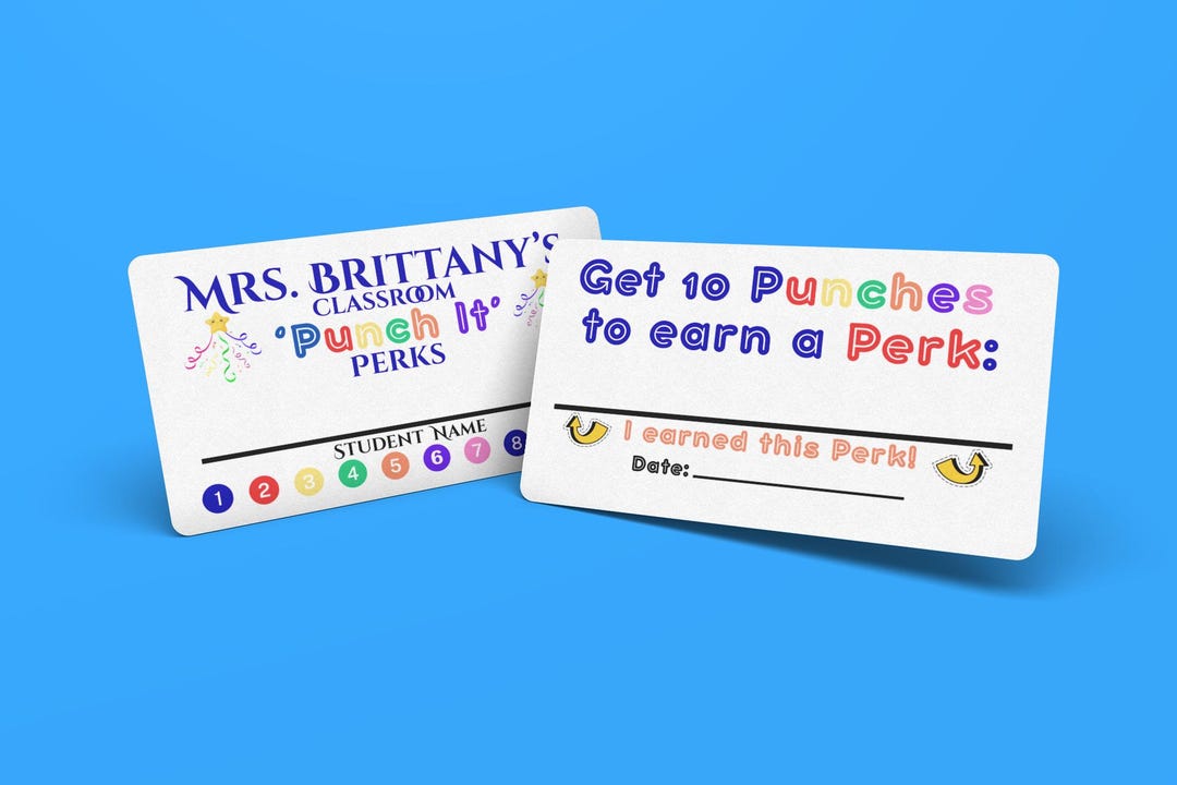 Personalized Classroom Reward Punch Cards: Student Motivation, Back to ...