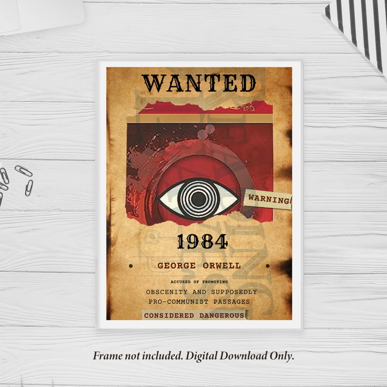 1984 by George Orwell Wanted Poster PDF & PNG - Etsy