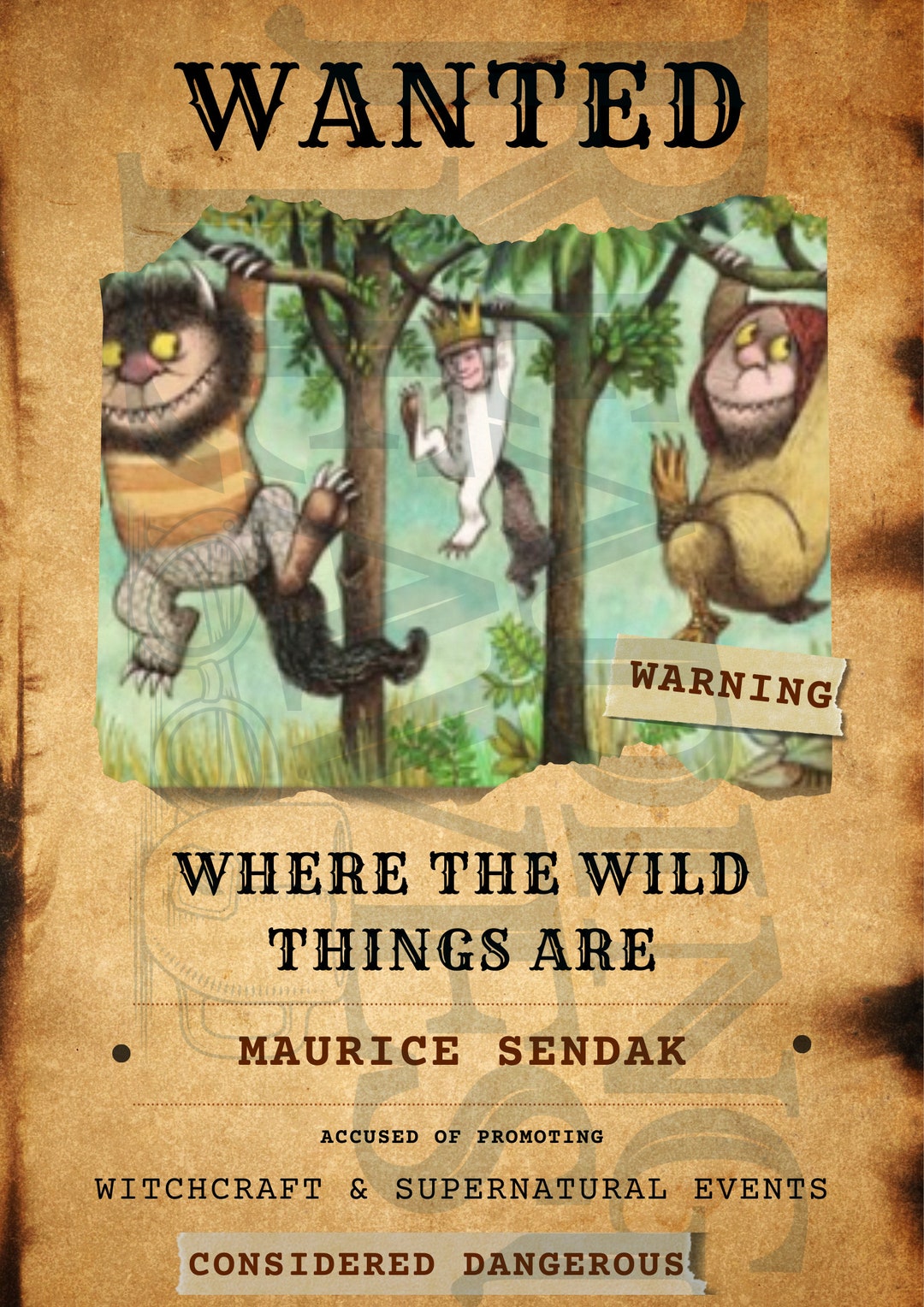 Where the Wild Things Are by Maurice Sendak Wanted Poster PDF & PNG - Etsy