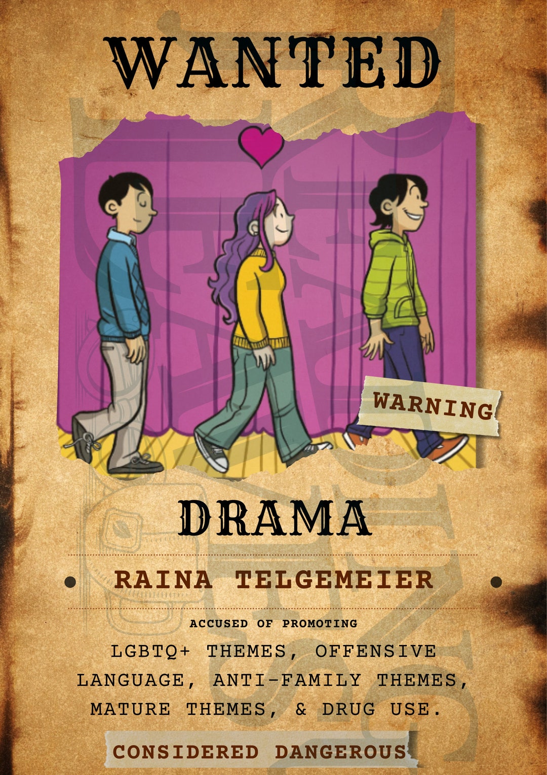 Drama by Raina Telgemeier Wanted Poster PDF & PNG - Etsy