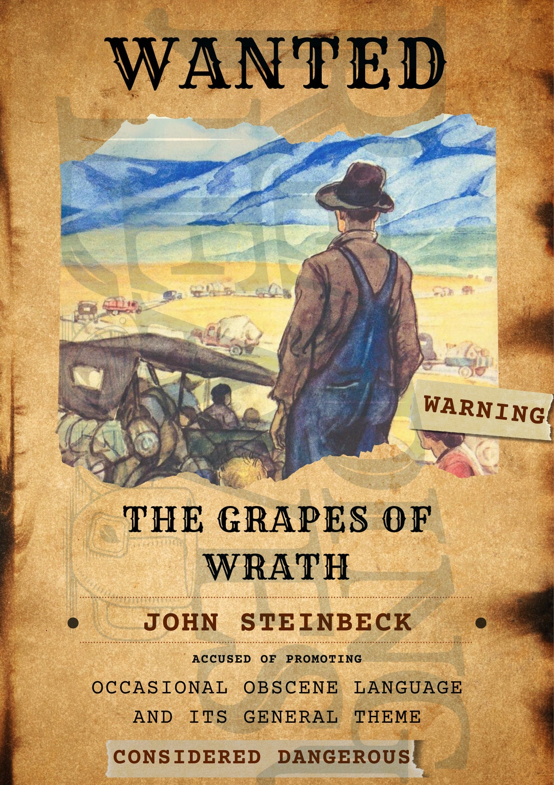 The Grapes of Wrath by John Steinbeck Wanted Poster PDF & PNG - Etsy