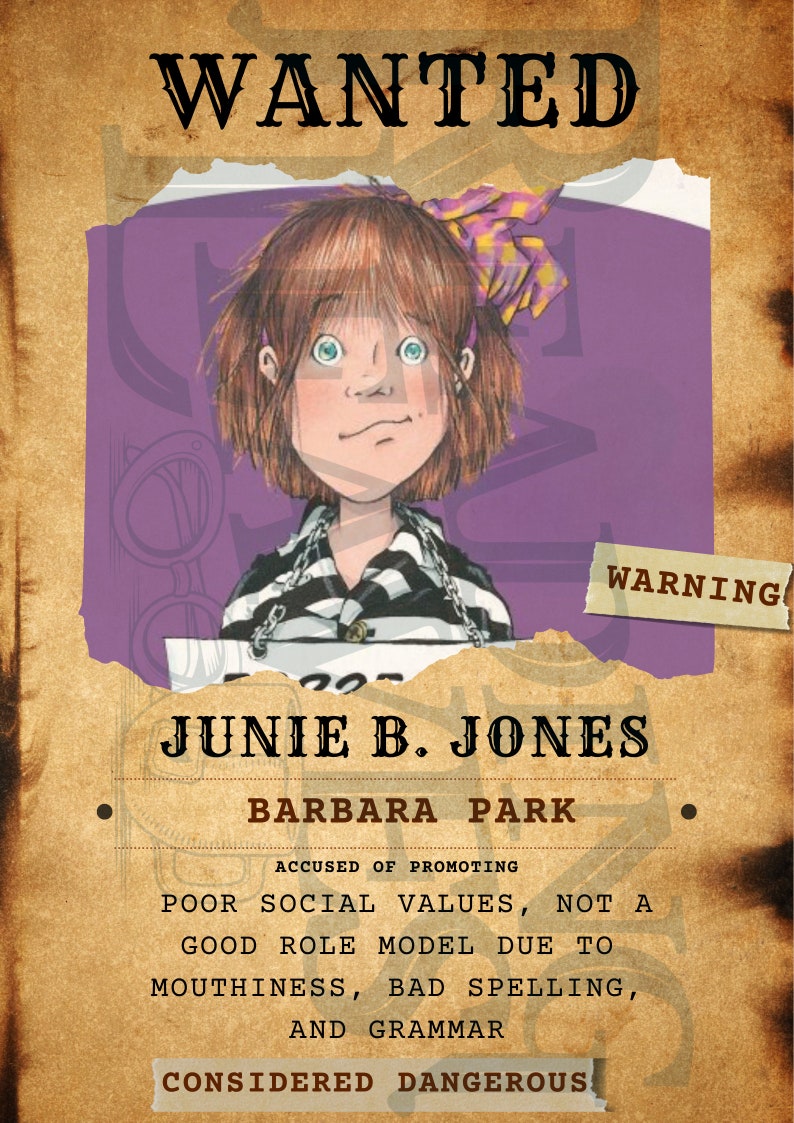Junie B. Jones by Barbara Park Wanted Poster PDF & PNG - Etsy