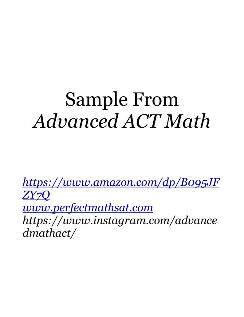 Advanced Math ACT: A Must Have If Going for 30+ (the Most Advanced ...