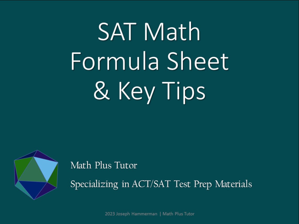 SAT Math Formula Sheet & Key Tips - Etsy