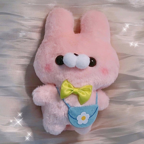 Kawaii Cute Fluffy Duck Keychain Blushing Animal Plushie With Bow Charm ...