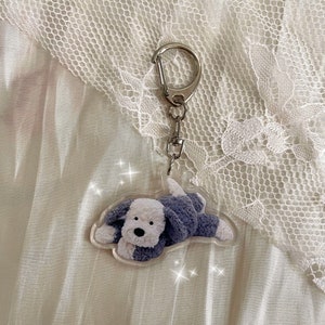 Kawaii Plushie Puppy Acrylic Keychain | Cute Sheep Dog Charm Accessory ...