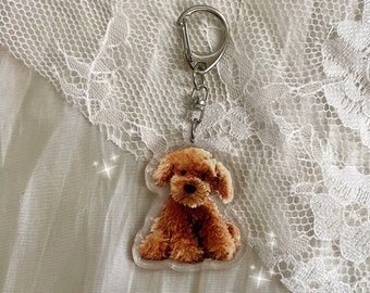 Cute Plushie Dog Acrylic Keychain Kawaii Toy Puppy Charm Fun Realistic ...