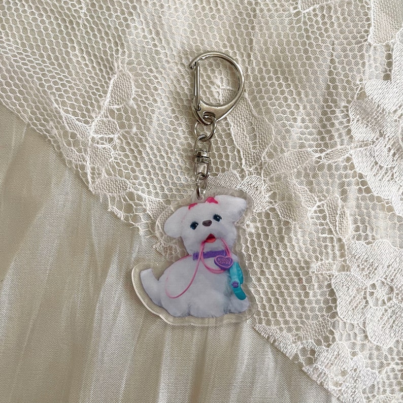 Cute Plushie Dog Acrylic Keychain | Kawaii Toy Puppy Charm | Fun ...