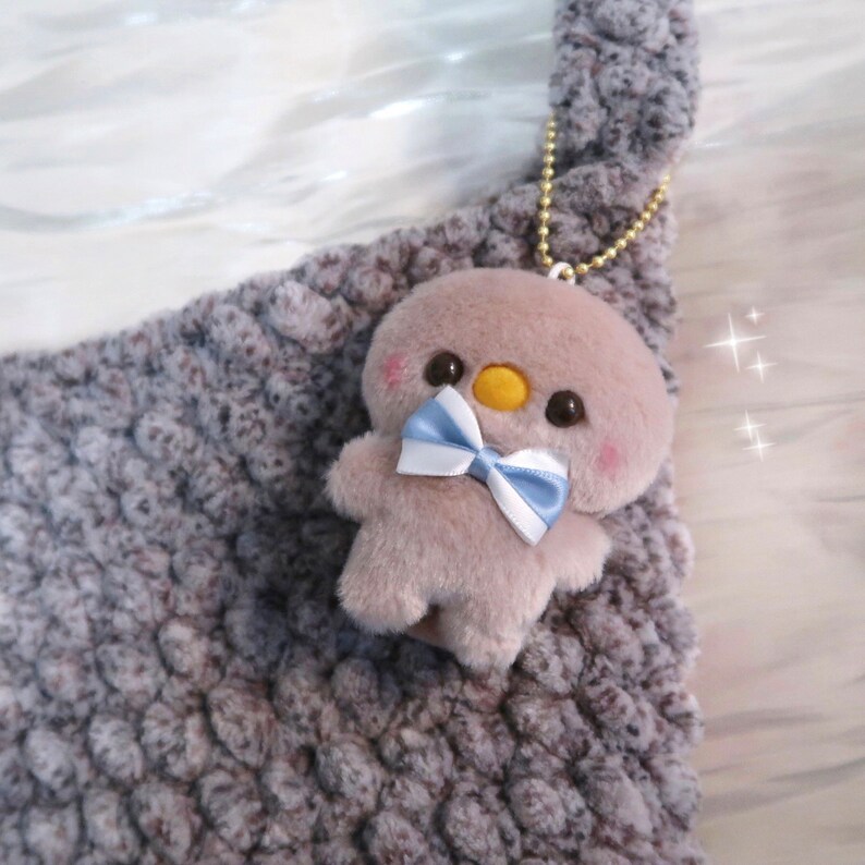 Kawaii Cute Fluffy Duck Keychain | Blushing Animal Plushie With Bow ...