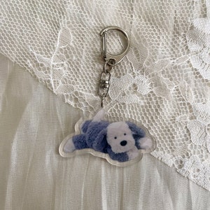 Kawaii Plushie Puppy Acrylic Keychain | Cute Sheep Dog Charm Accessory ...