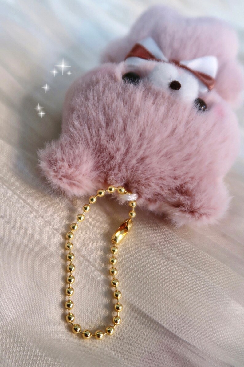 Fluffy Blushing Pink Bear Plush Keychain Cute Animal Gift for Best ...