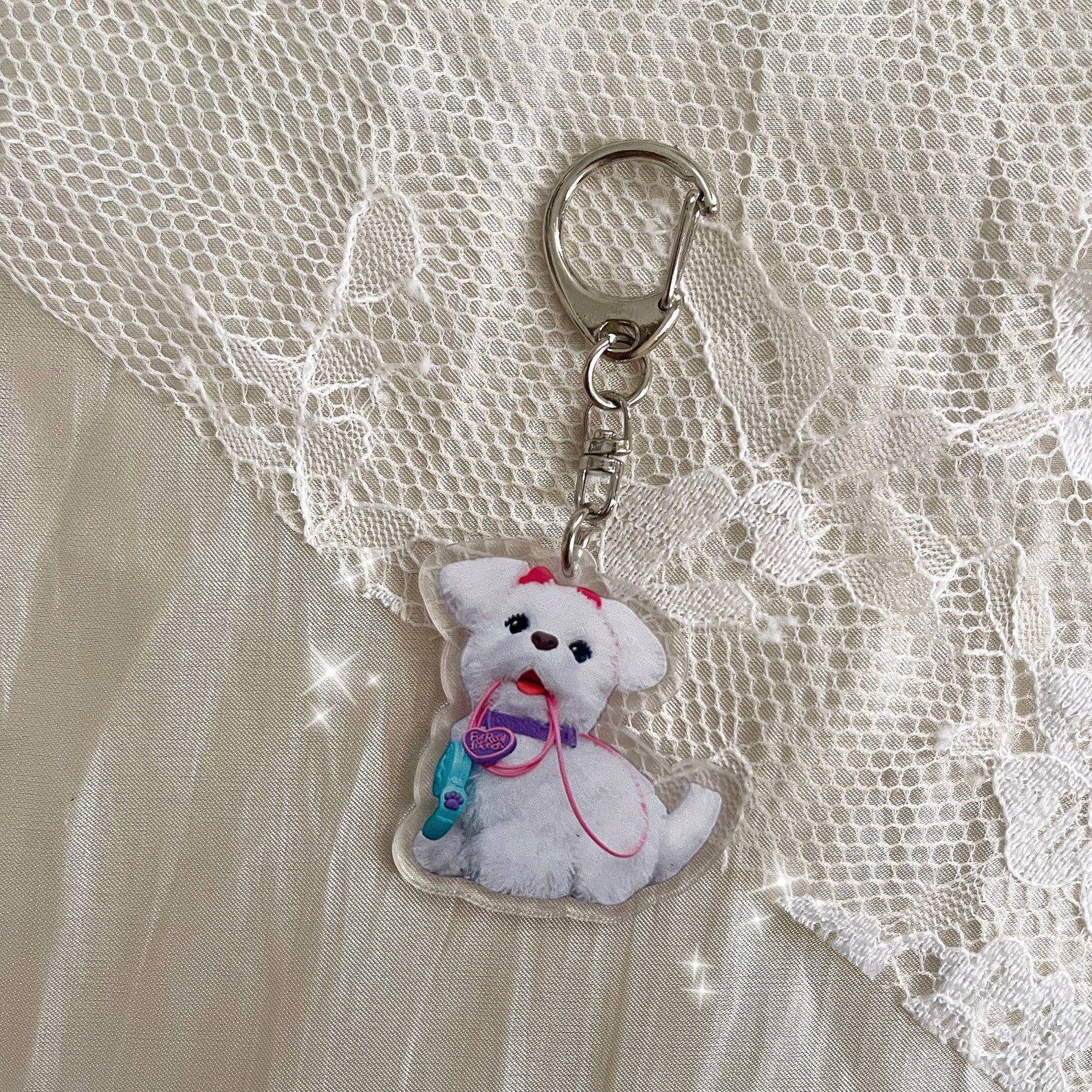 Cute Plushie Dog Acrylic Keychain | Kawaii Toy Puppy Charm | Fun ...