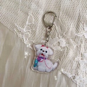 Cute Plushie Dog Acrylic Keychain | Kawaii Toy Puppy Charm | Fun ...
