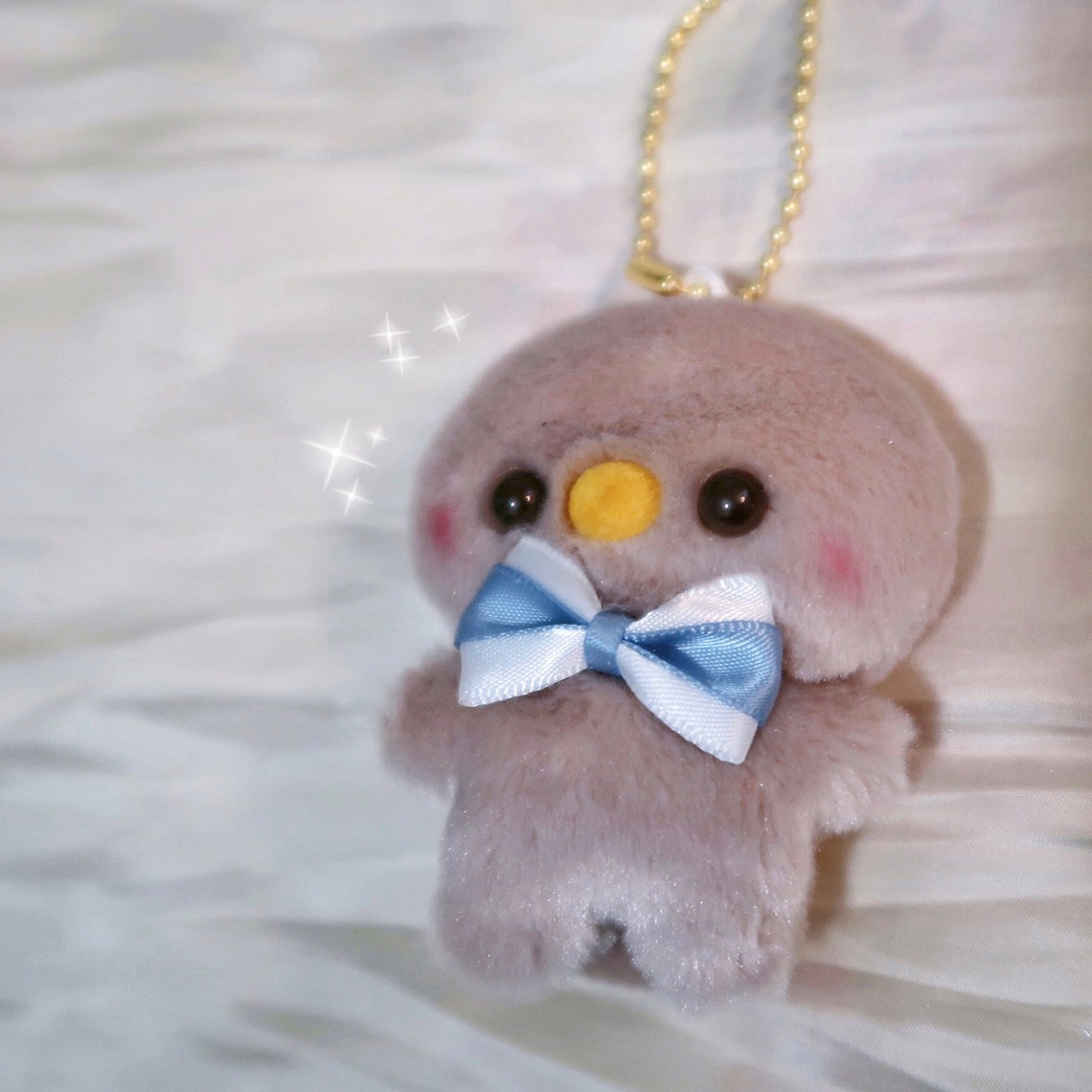Kawaii Cute Fluffy Duck Keychain | Blushing Animal Plushie With Bow ...