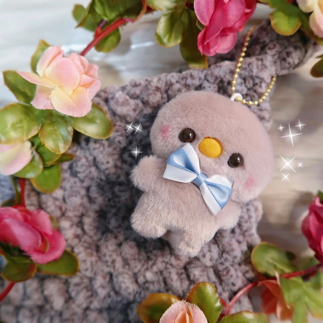Kawaii Cute Fluffy Duck Keychain | Blushing Animal Plushie With Bow ...