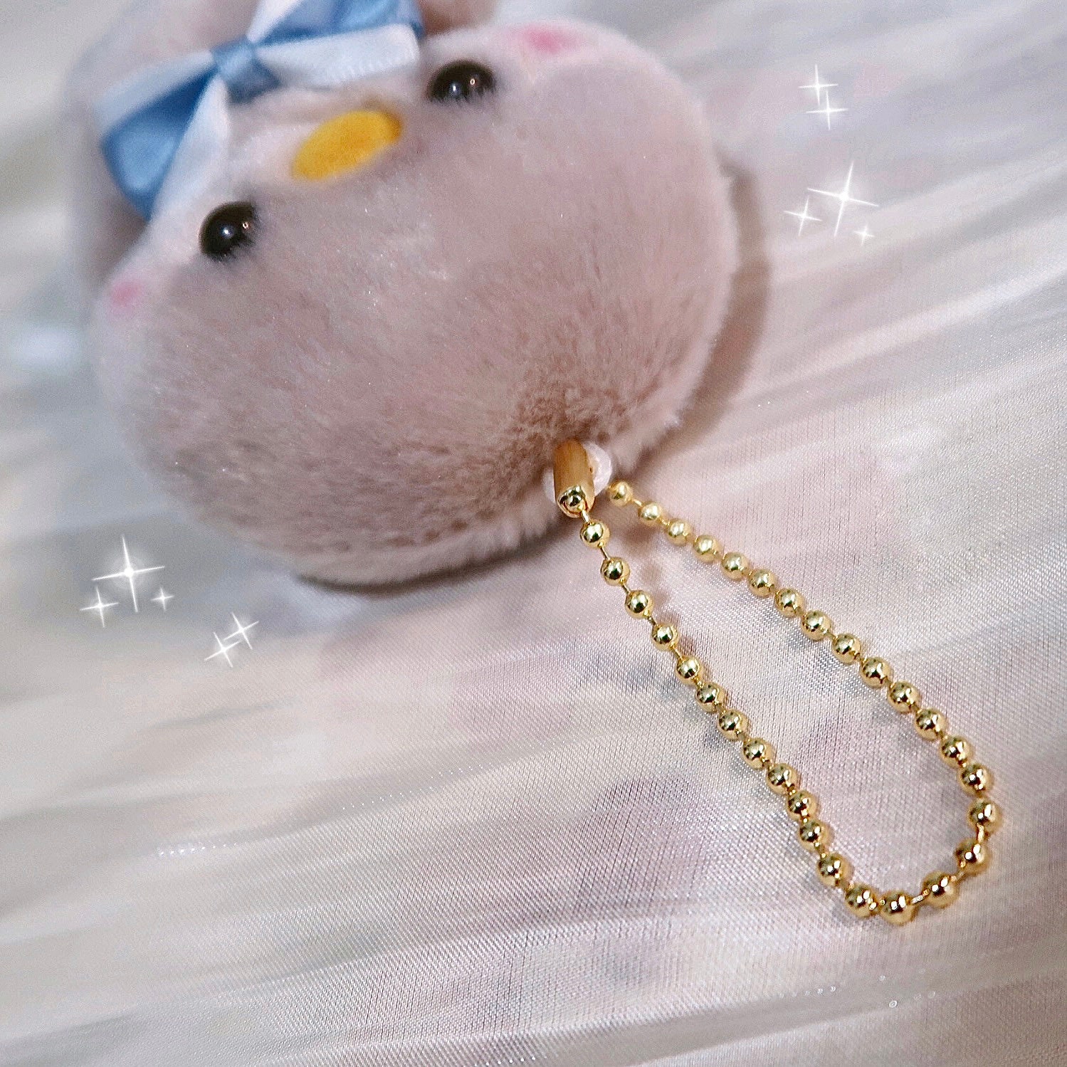 Kawaii Cute Fluffy Duck Keychain | Blushing Animal Plushie With Bow ...