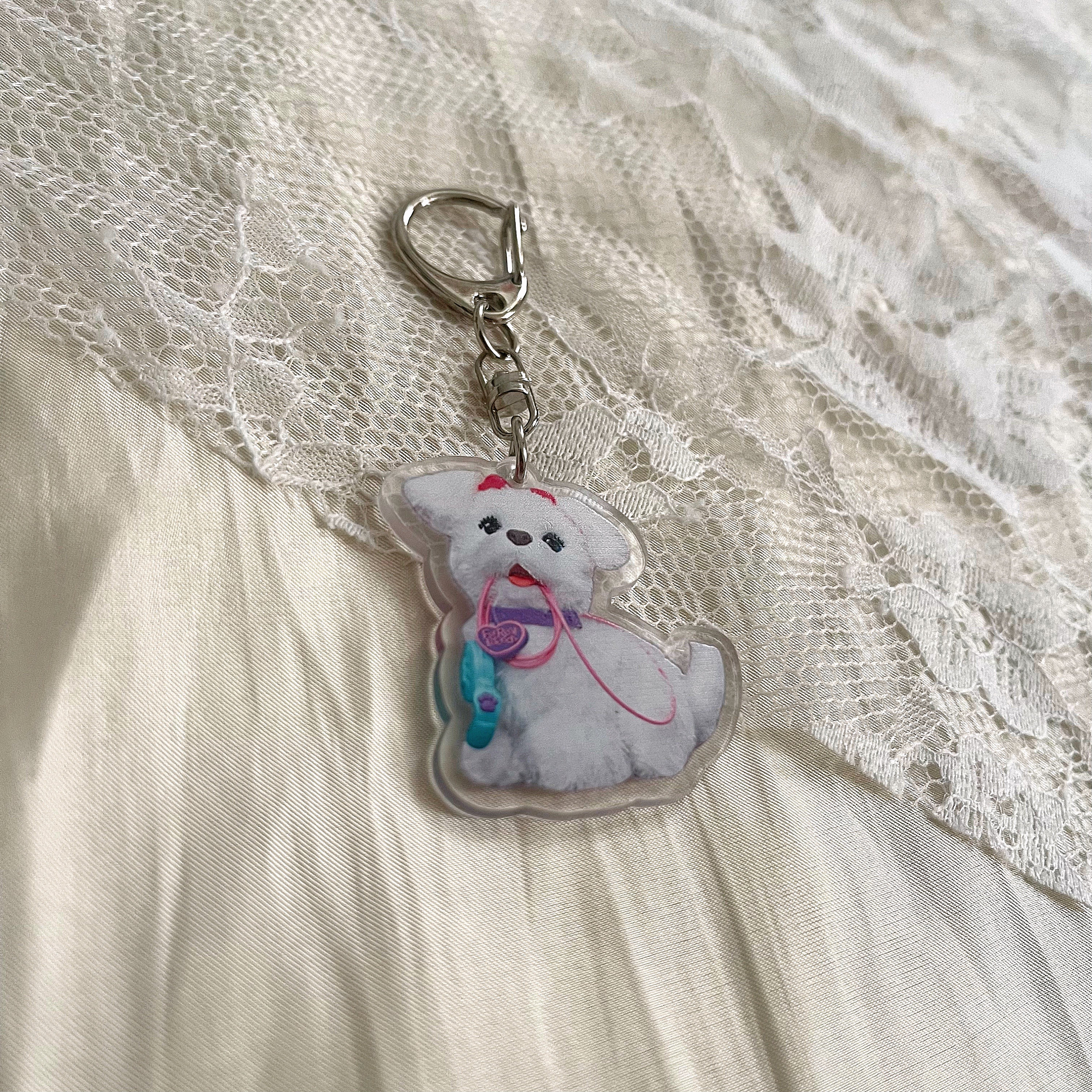 Cute Plushie Dog Acrylic Keychain | Kawaii Toy Puppy Charm | Fun ...