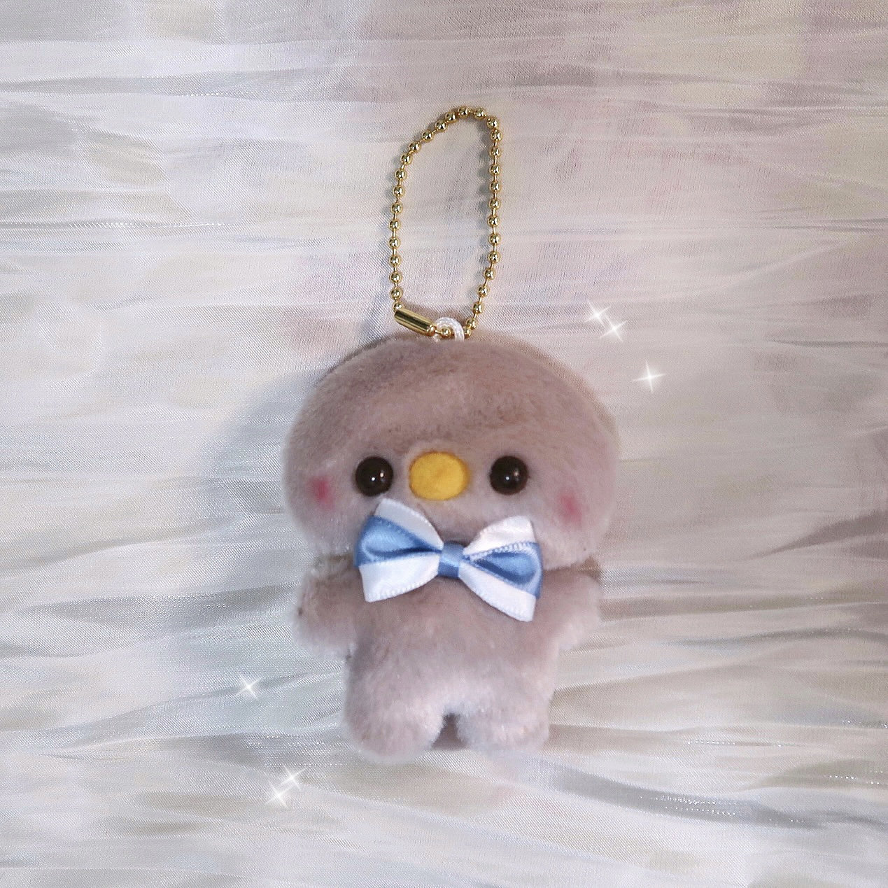 Kawaii Cute Fluffy Duck Keychain | Blushing Animal Plushie With Bow ...