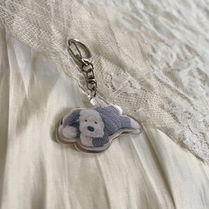 Kawaii Plushie Puppy Acrylic Keychain | Cute Sheep Dog Charm Accessory ...