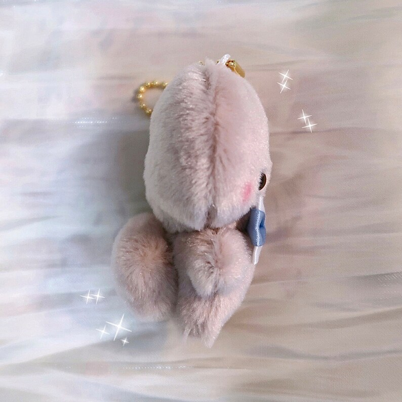 Kawaii Cute Fluffy Duck Keychain | Blushing Animal Plushie With Bow ...