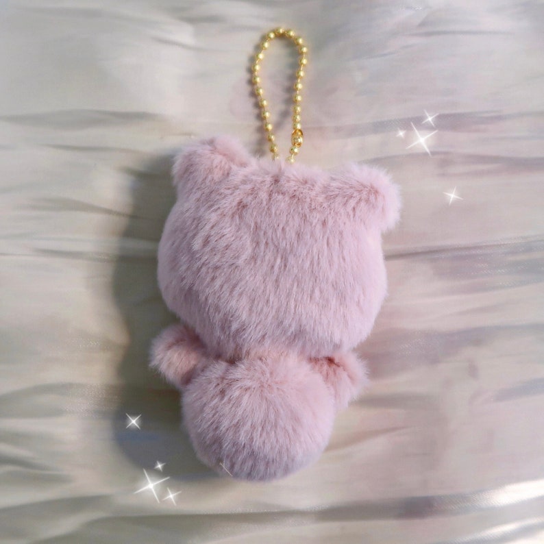 Fluffy Blushing Pink Bear Plush Keychain Cute Animal Gift for Best ...