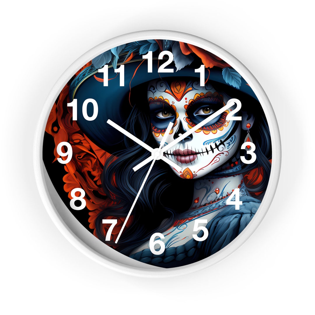 Wall Clock Day of the Dead Girl Cartoon Style, Gift, Home, Office - Etsy