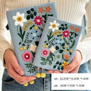 Embroidered Book Cover Embroidery Kit - DIY Craft Kit With All ...