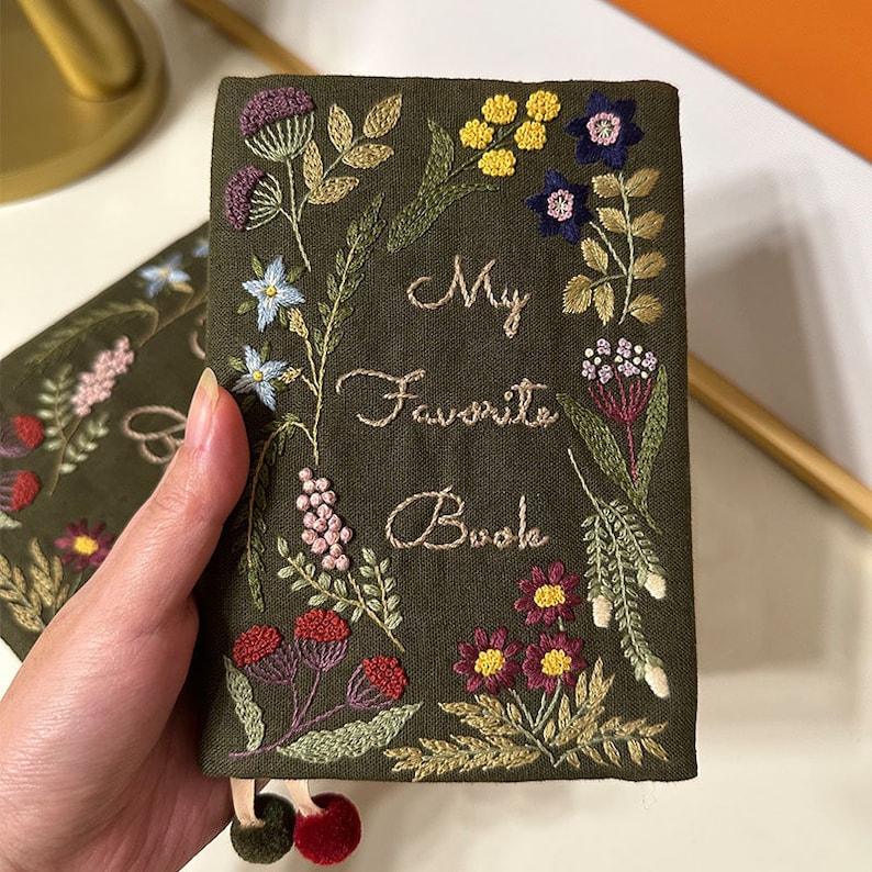Forest Floral Embroidery Book Cover Kit, Beginner DIY Craft, Realistic ...