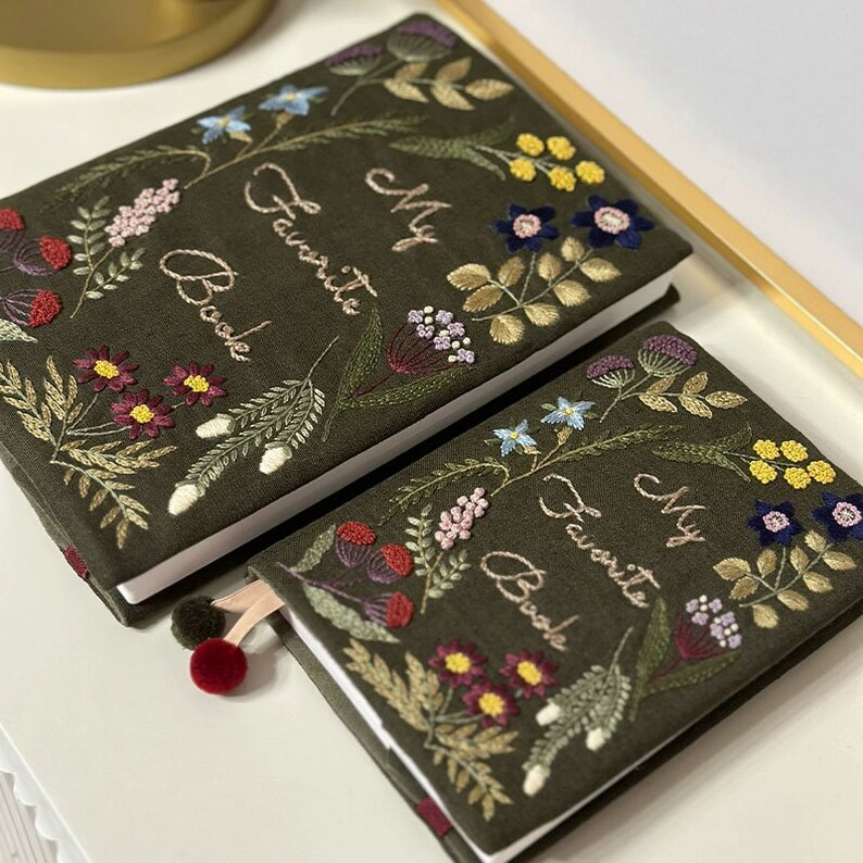 Forest Floral Embroidery Book Cover Kit, Beginner DIY Craft, Realistic ...