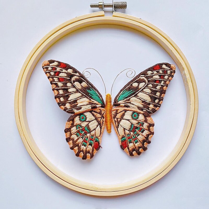 Colorful Butterfly Embroidery Kit - DIY Craft Kit With All Materials ...