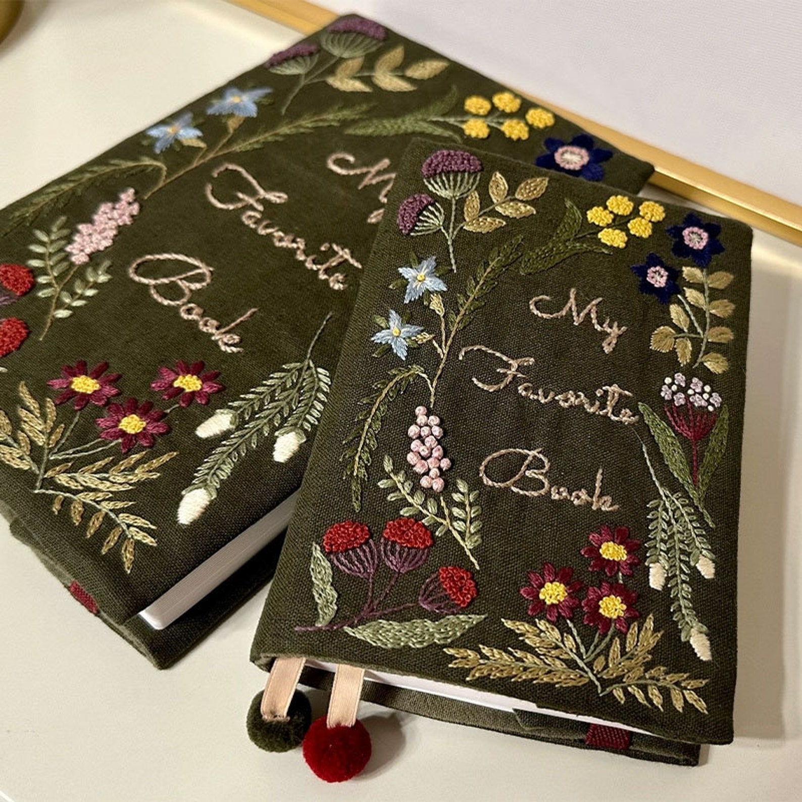Embroidered Book Cover DIY Craft Kit: Floral Beginner Embroidery - Etsy