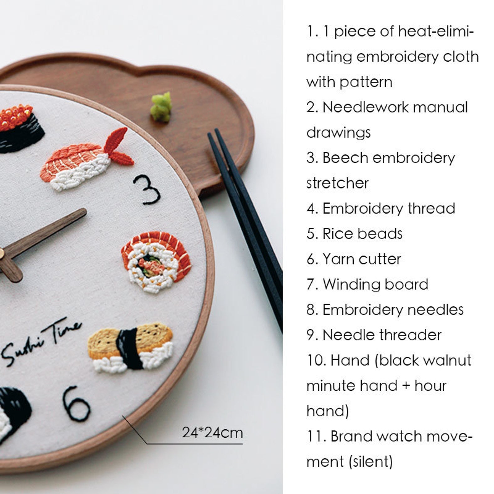 Embroidery Clock Embroidery Kit DIY Craft Kit With All Materials and ...