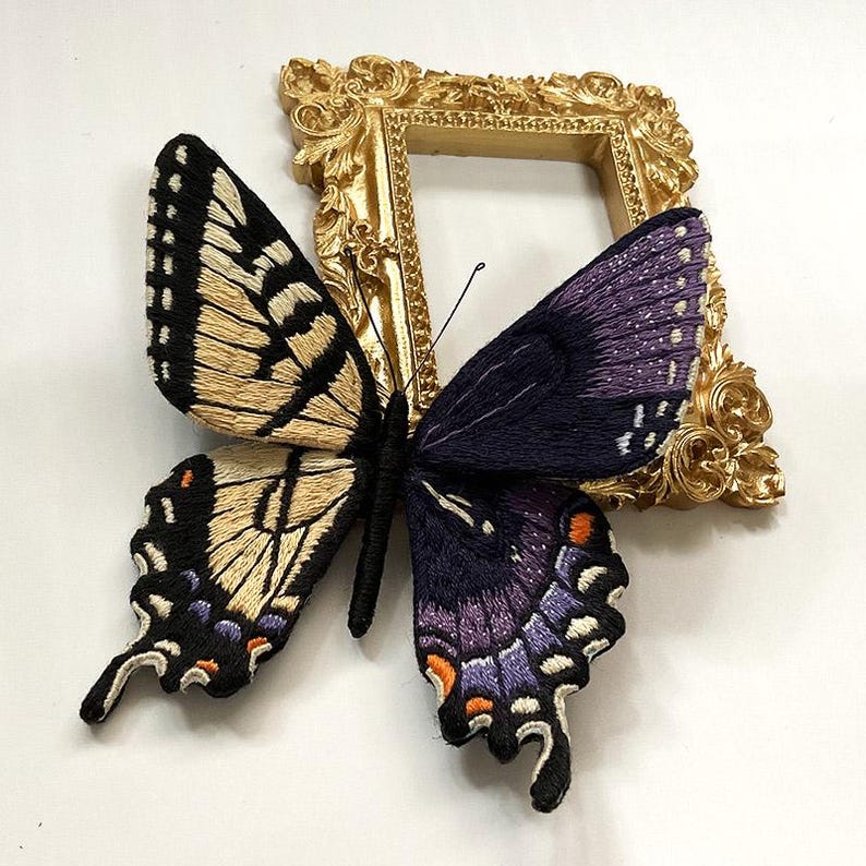 Double-faced Butterfly Embroidery Brooch Kit: DIY Beginner Needlecraft ...