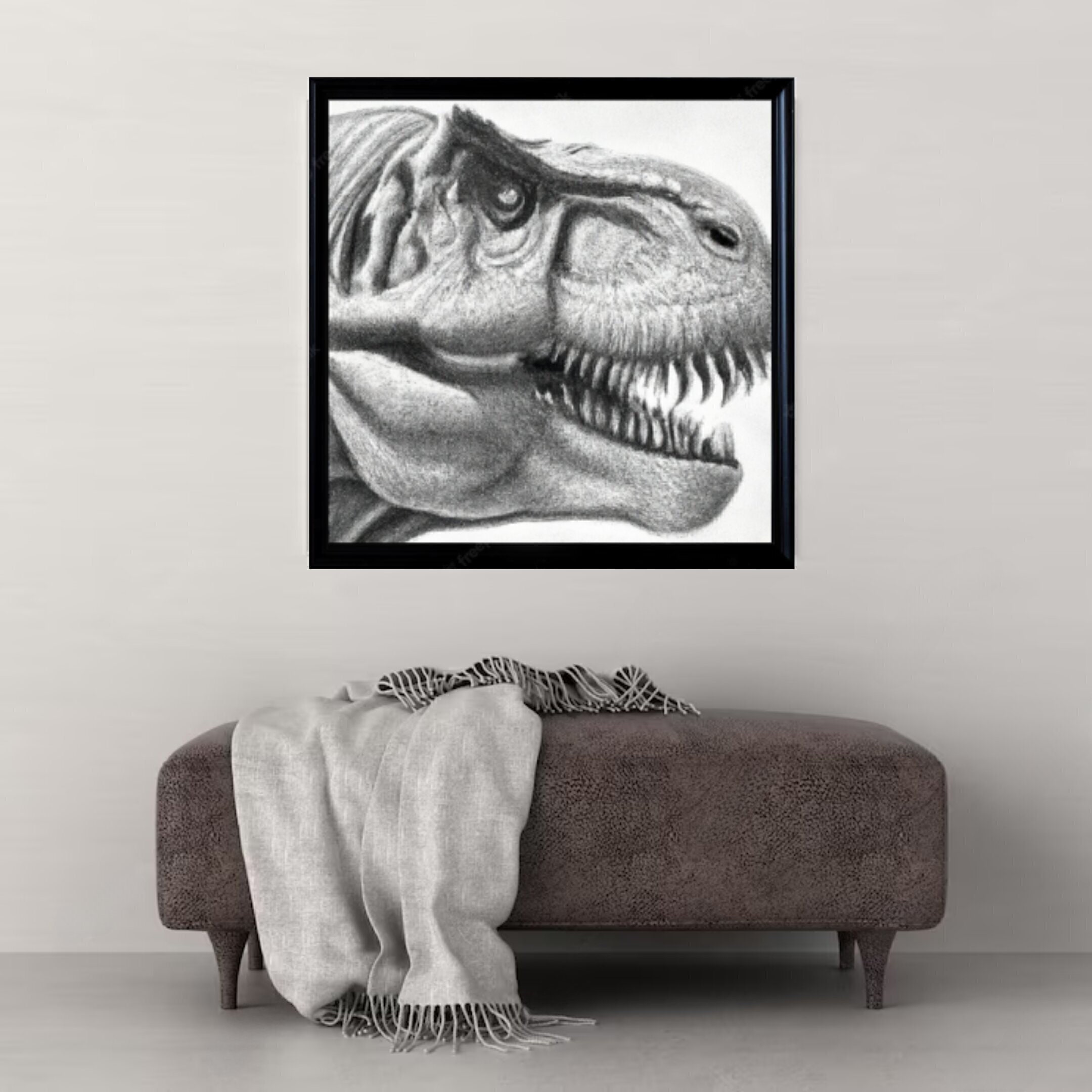 Tyrannosaurus Rex Print, Dinosaur Print, T-rex Portrait, Dino Sketch ...