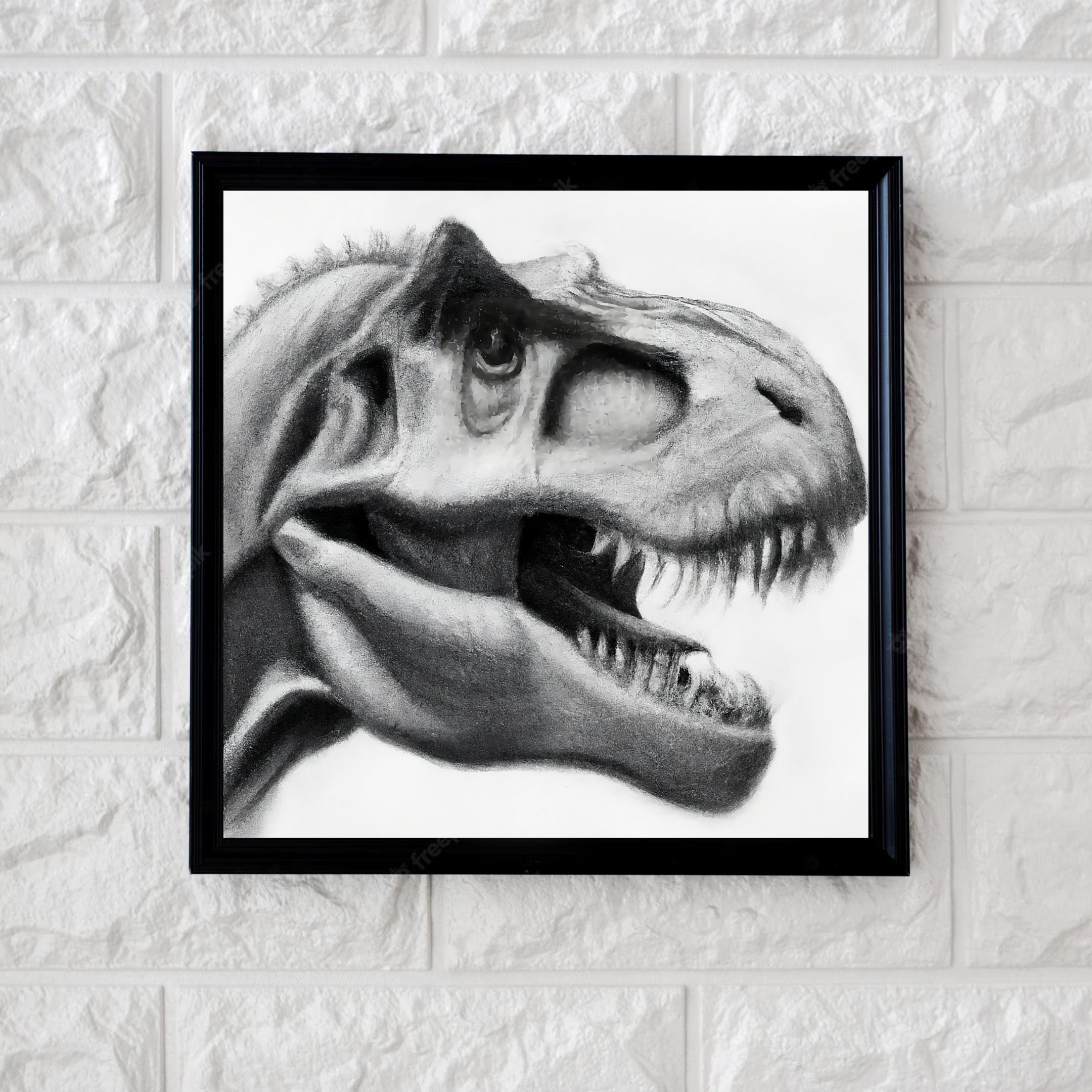 T-rex Portrait, Detailed Dino Sketch Drawing, Dinosaur Wall Art Decor ...
