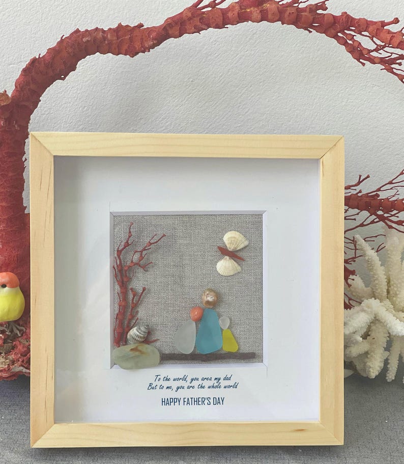 Father's Day Sea Glass Art – Handmade Gifts With Red Coral and ...