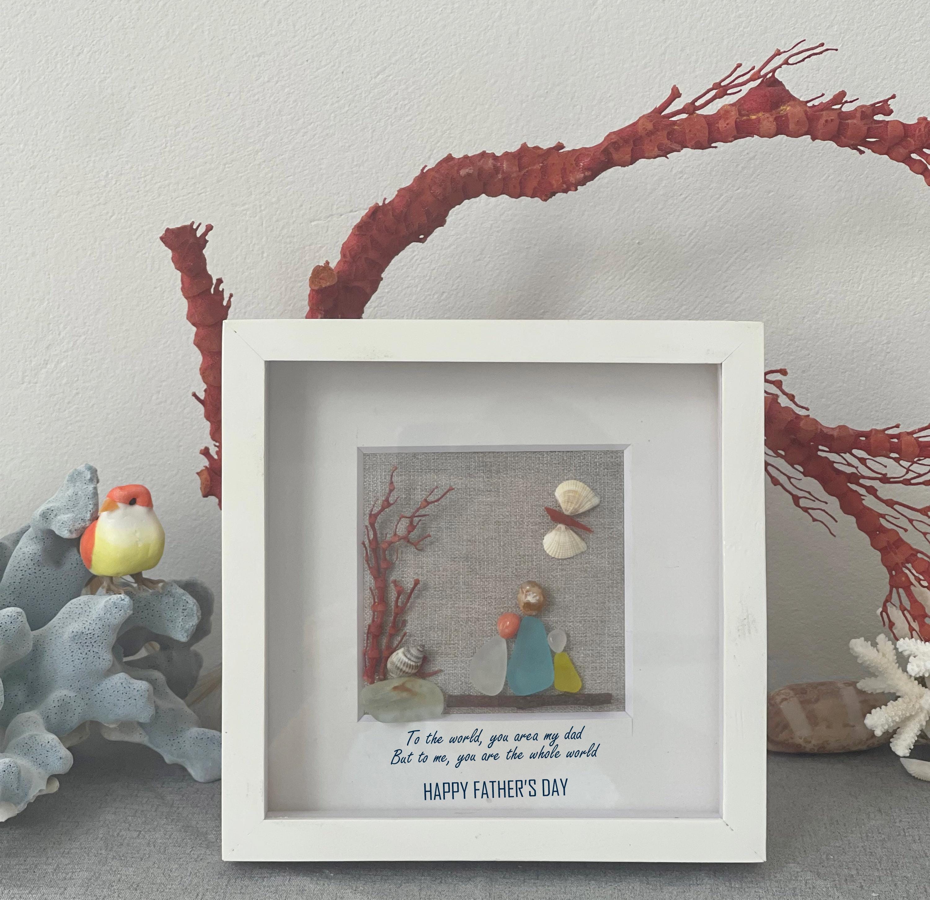Father's Day Sea Glass Art – Handmade Gifts With Red Coral and ...