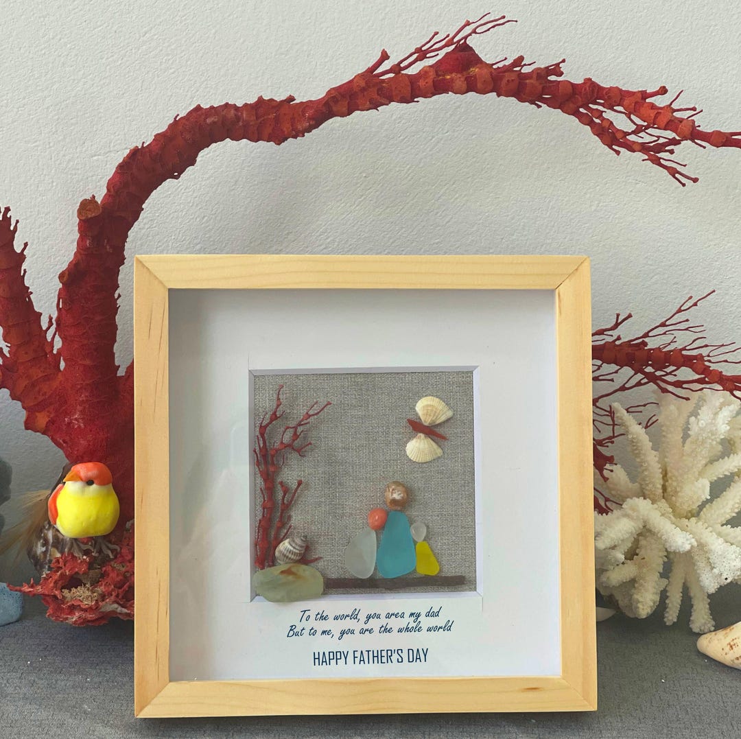 Father's Day Sea Glass Art – Handmade Gifts With Red Coral and ...