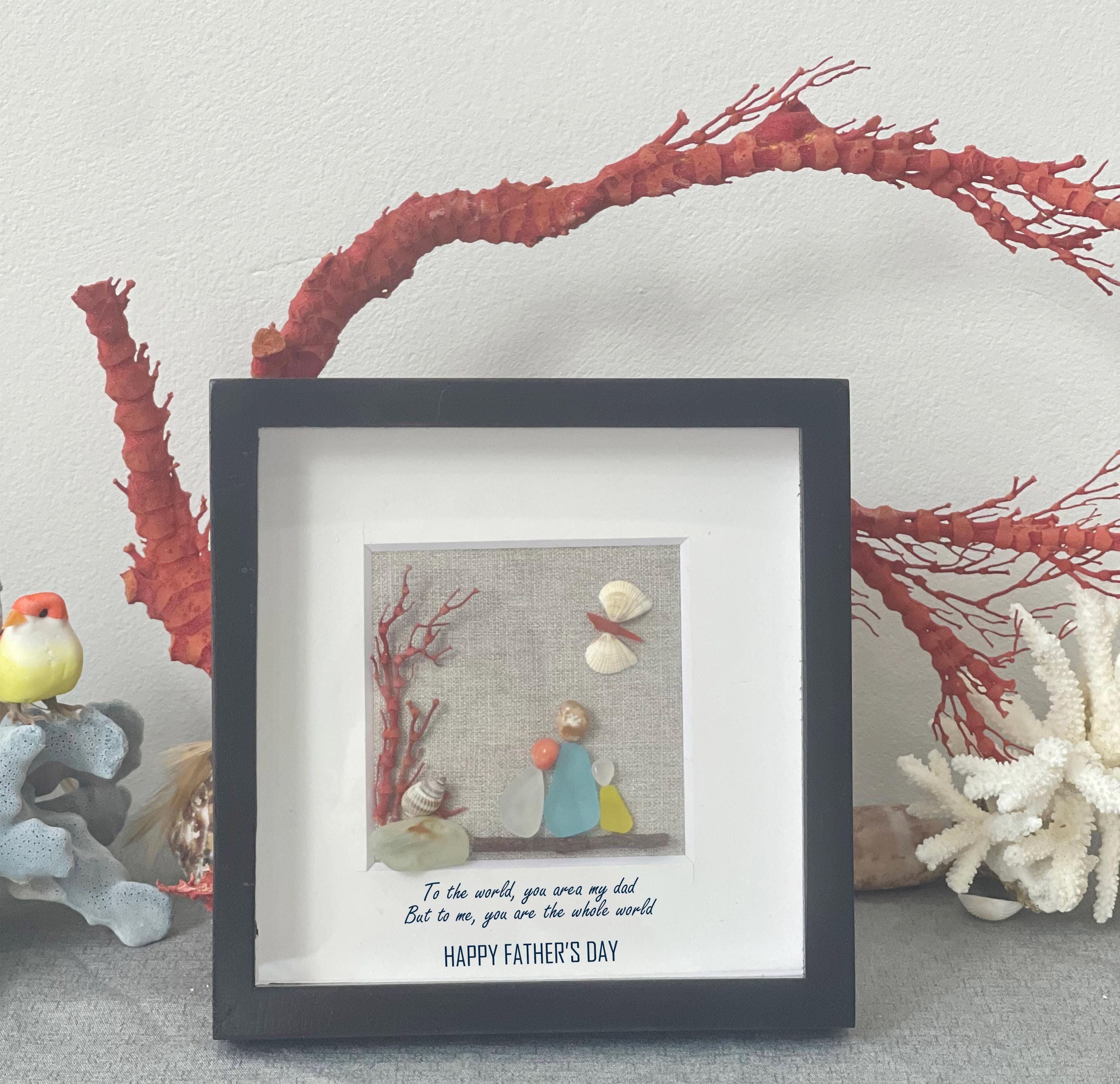 Father's Day Sea Glass Art – Handmade Gifts With Red Coral and ...