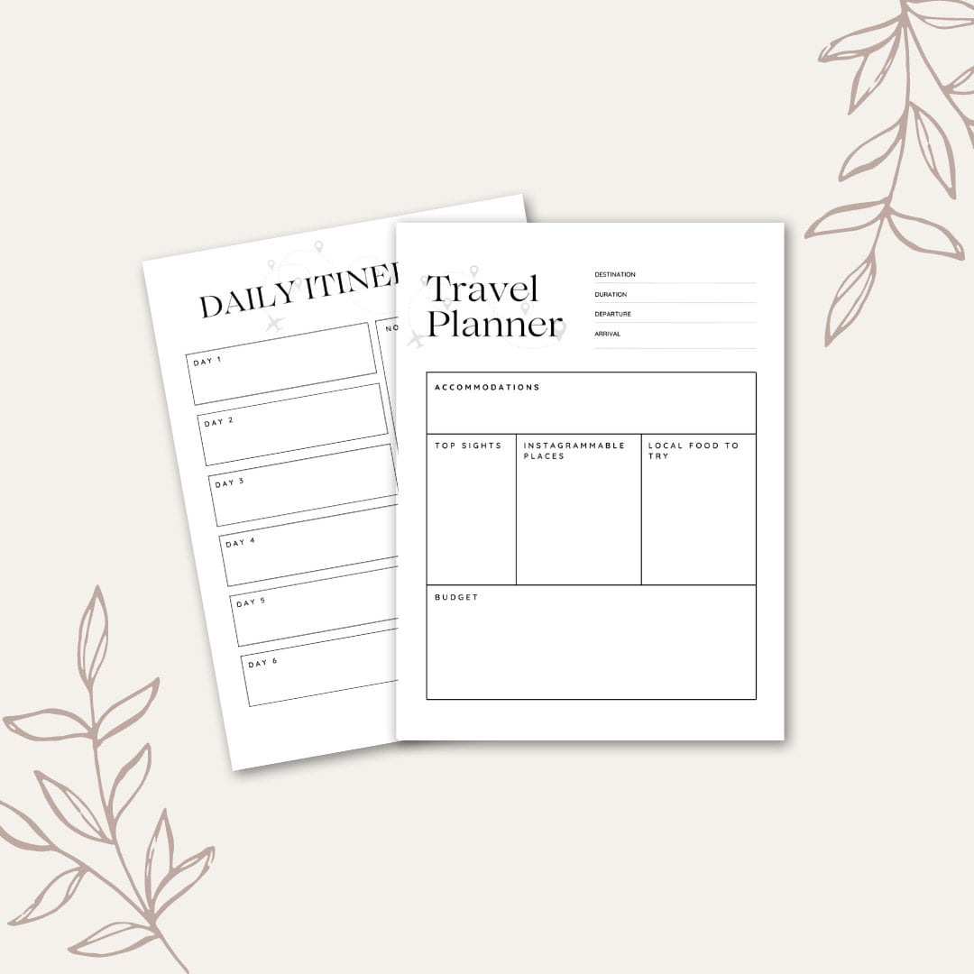 Minimalist Printable Travel Planner - Etsy