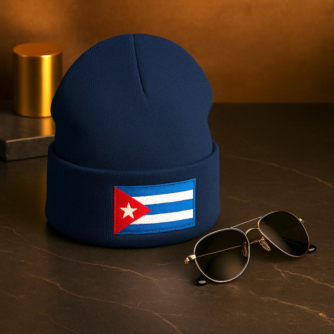 Cuban Flag Embroidered Cuffed Beanie - Etsy